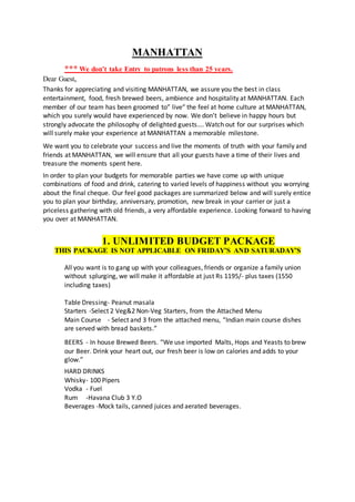 Weekday package manhattan 1 | PDF