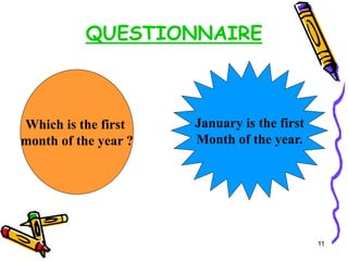 WEEK DAYS ALONG WITH MONTHS NAME WITH QUESTIONNAIRE | PPT