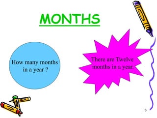 WEEK DAYS ALONG WITH MONTHS NAME WITH QUESTIONNAIRE | PPT