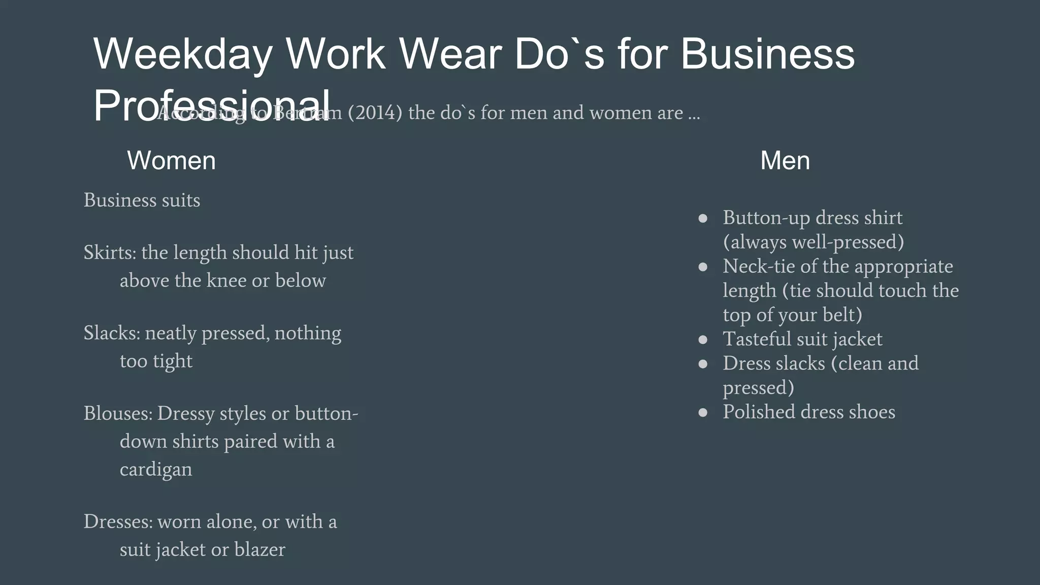 Weekday Work Attire | PPT