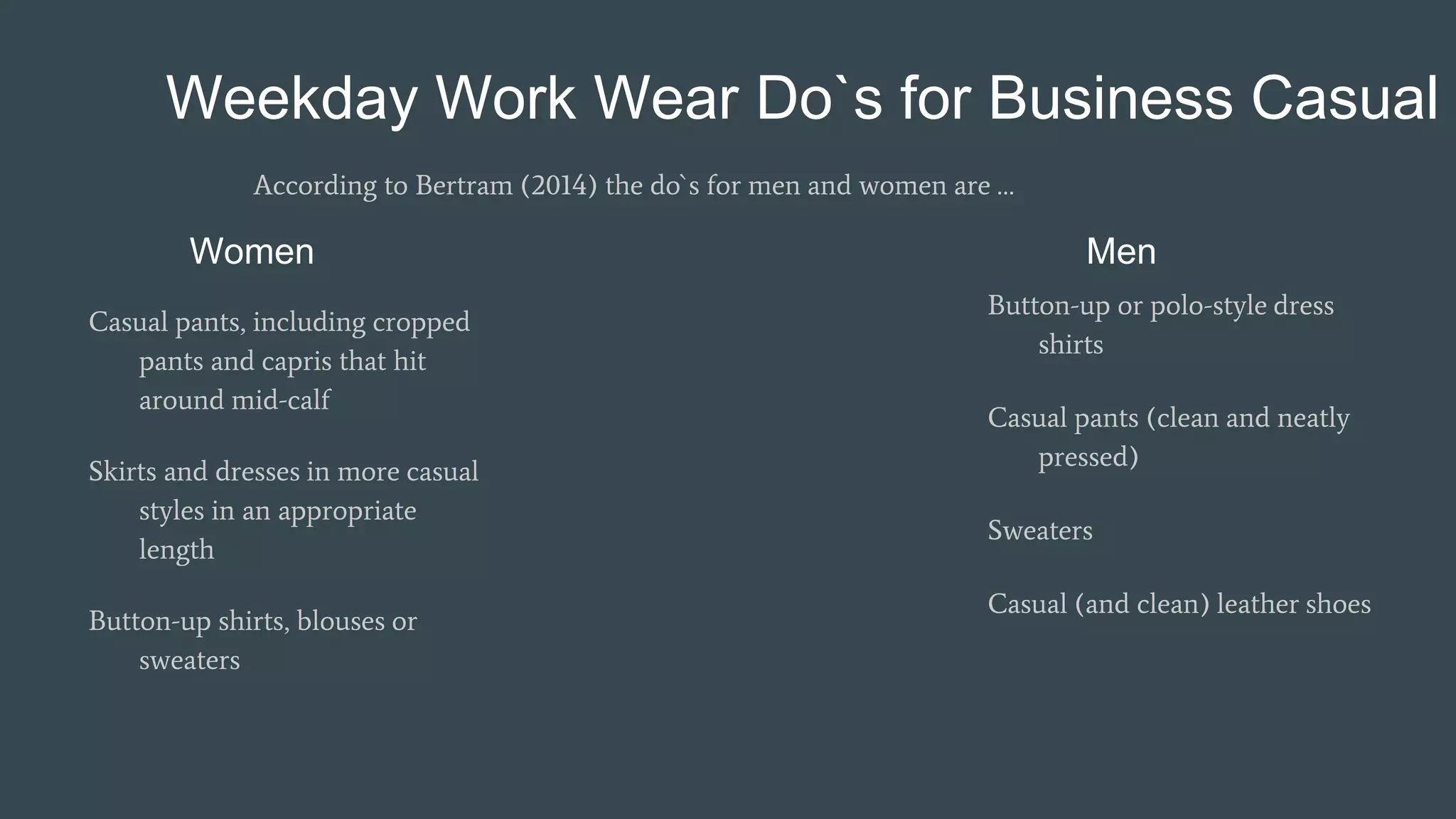 Weekday Work Attire | PPT
