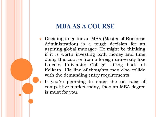 REASONS FOR DOING MBA | PPTX | College Planning | College Education
