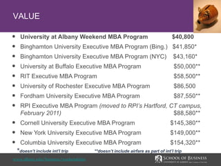 UAlbany Weekend MBA Information Session Presentation at the Chamber of ...