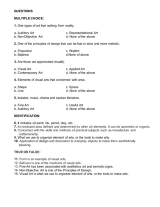 Visual Ats, Types, Elements and its Principles | DOCX