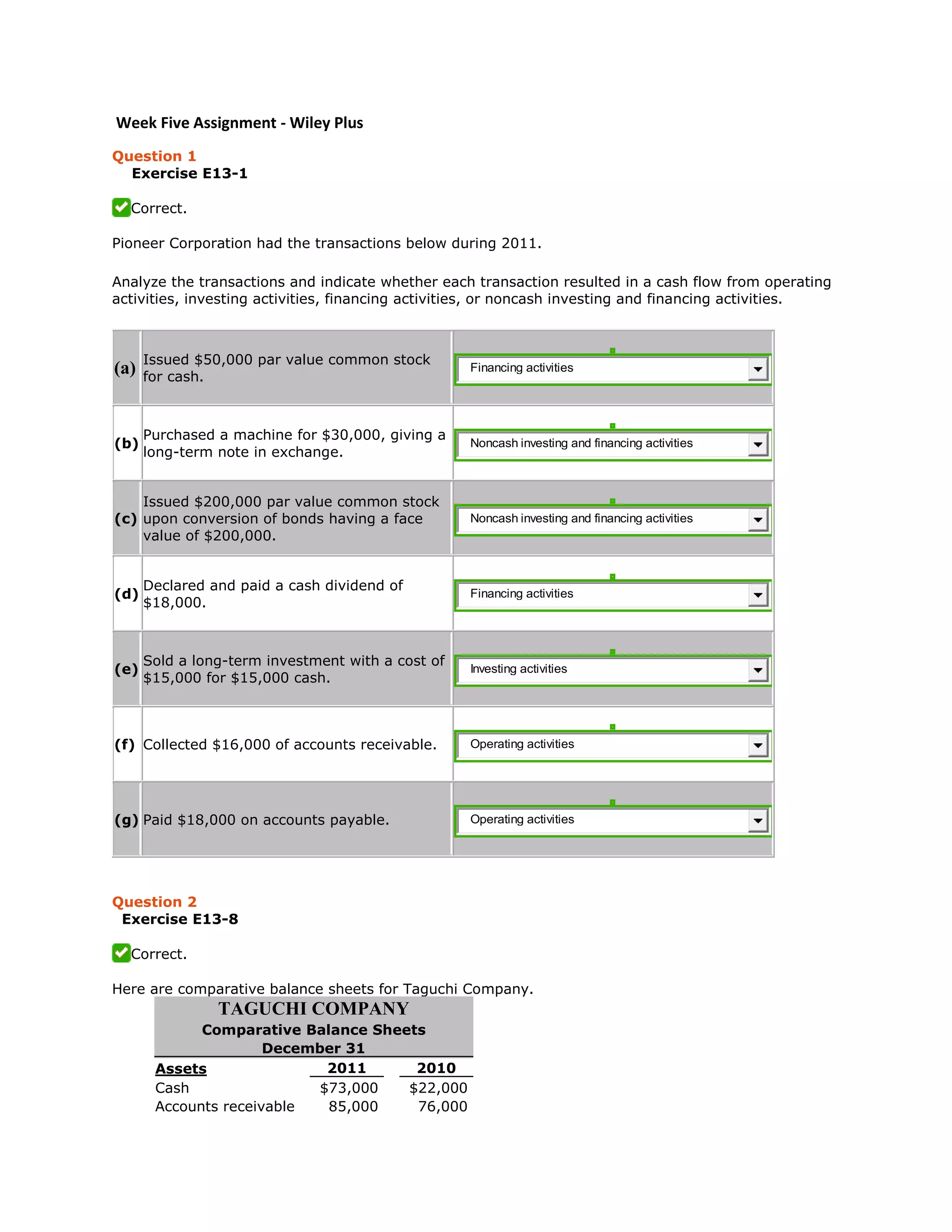 Week five assignment wiley plus | PDF