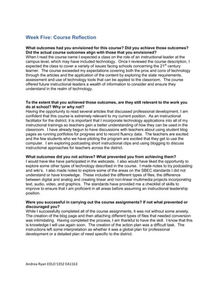 Week Five Reflections | DOCX | Education industry | Industries