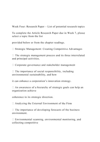 Week Four Research Paper – List of potential research topics .docx