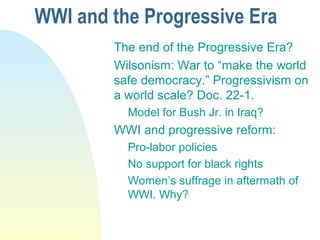 Week four, the progressive era and wwi | PPT