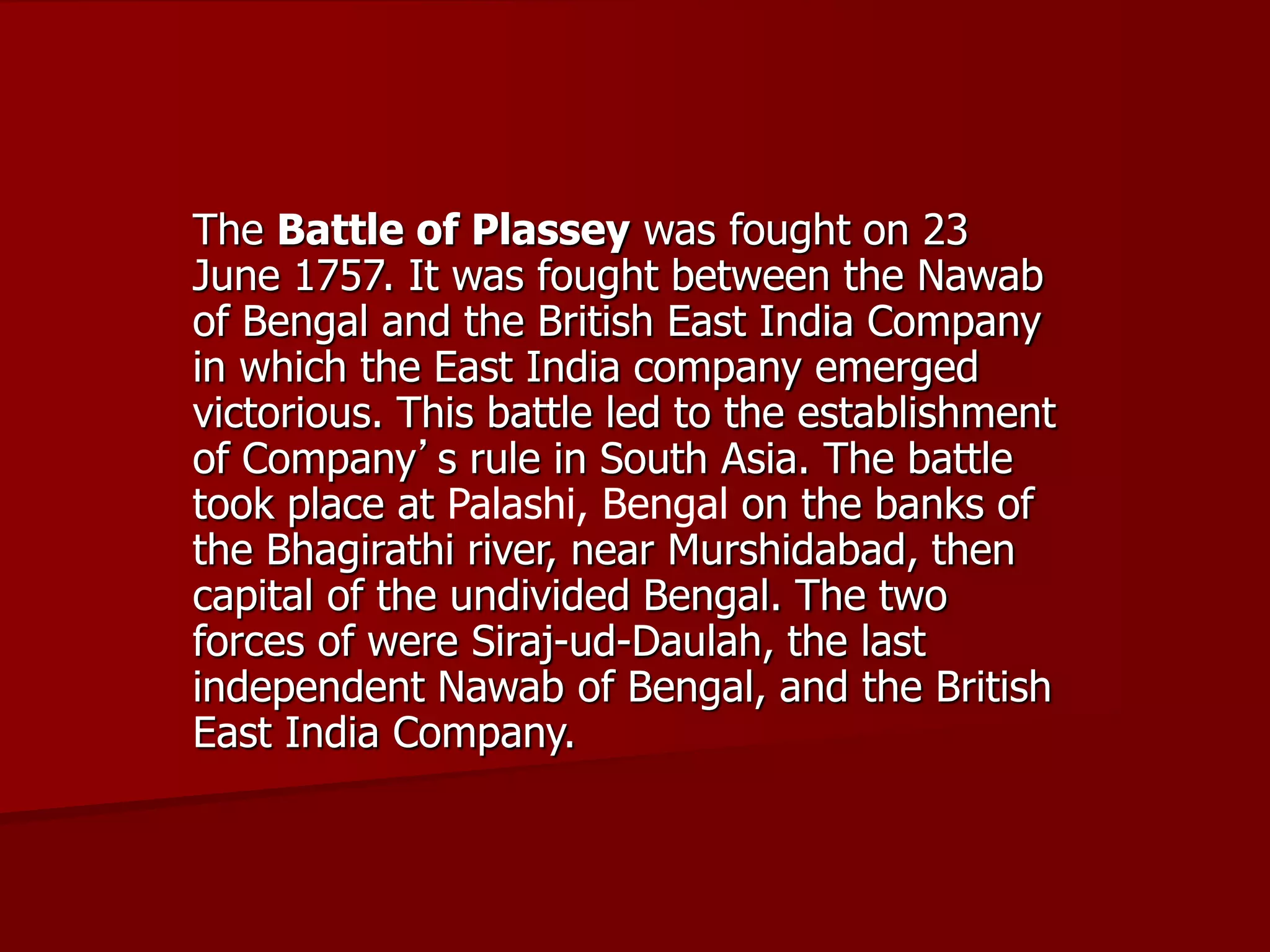 Week II_Battle-of-Plassey.pptx | Death, Injury, or Military Conflict ...