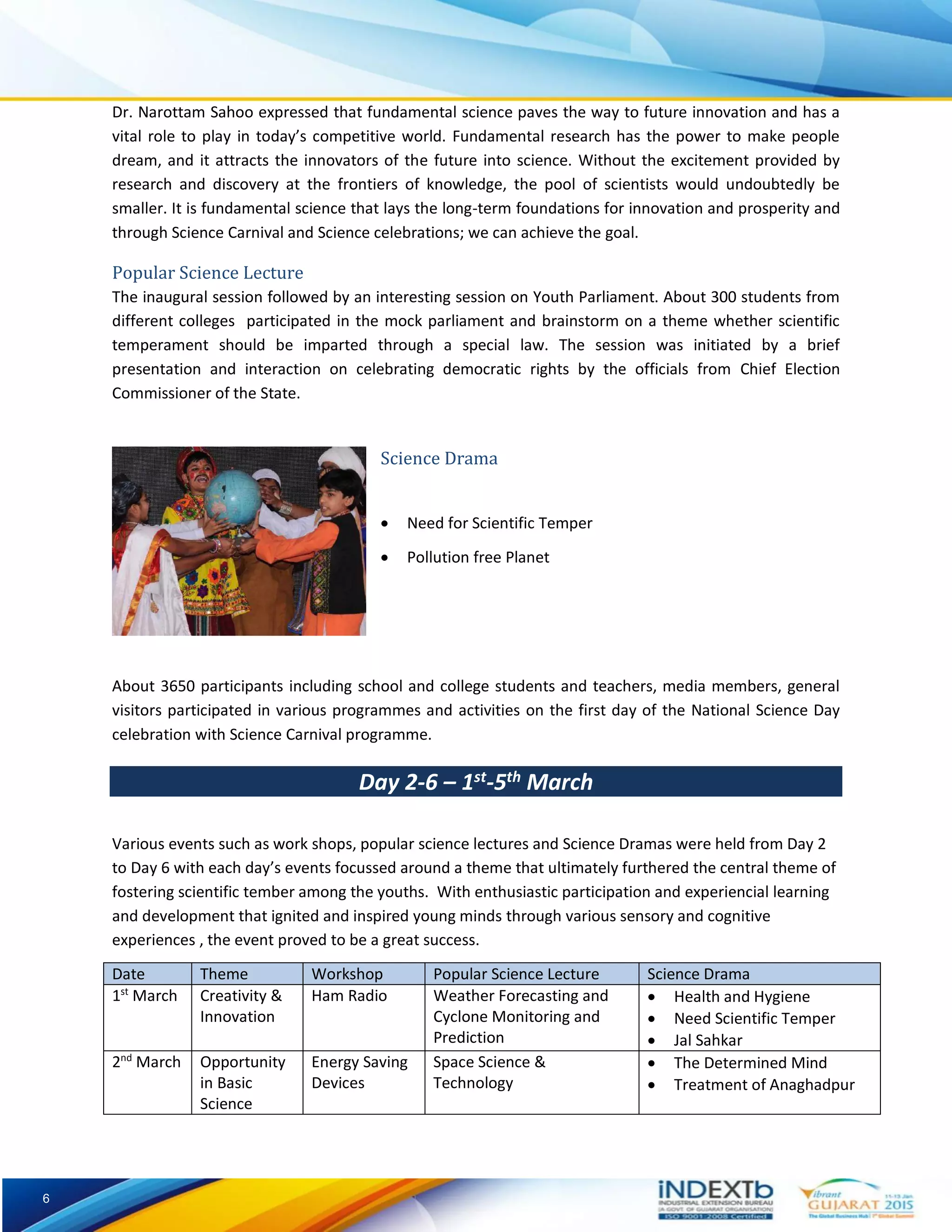 Vibrant Gujarat - Weeklong Celebration of National Science Day | PDF