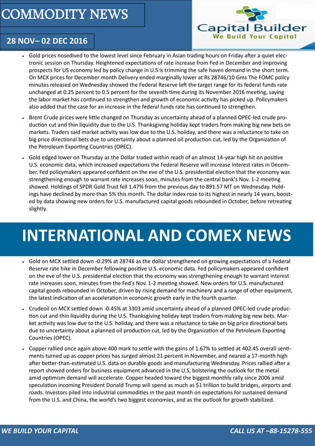 Weekly commodity-research-reports | PDF | Stocks and Bonds | Personal Investing