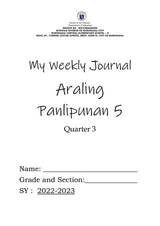WEEKLY-JOURNAL.docx | Educational Assessment | Education
