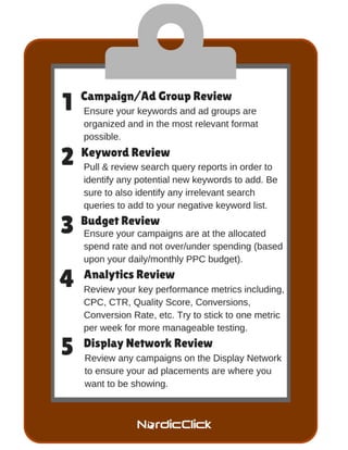 Weekly Paid Search Optimization Checklist | PDF