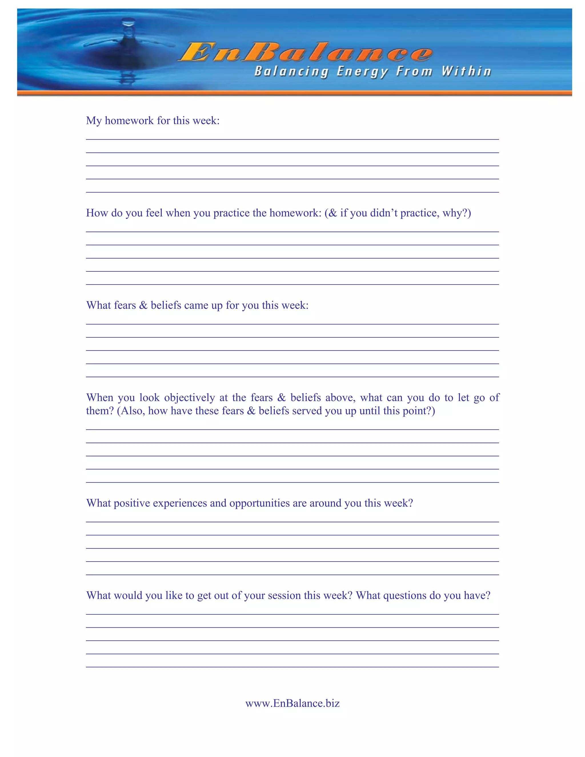 Weekly Worksheet | PPT