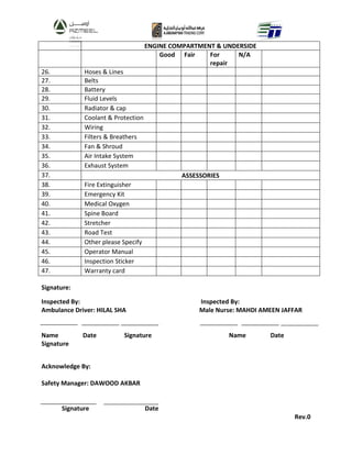 Weekly ambulance checklist | PDF