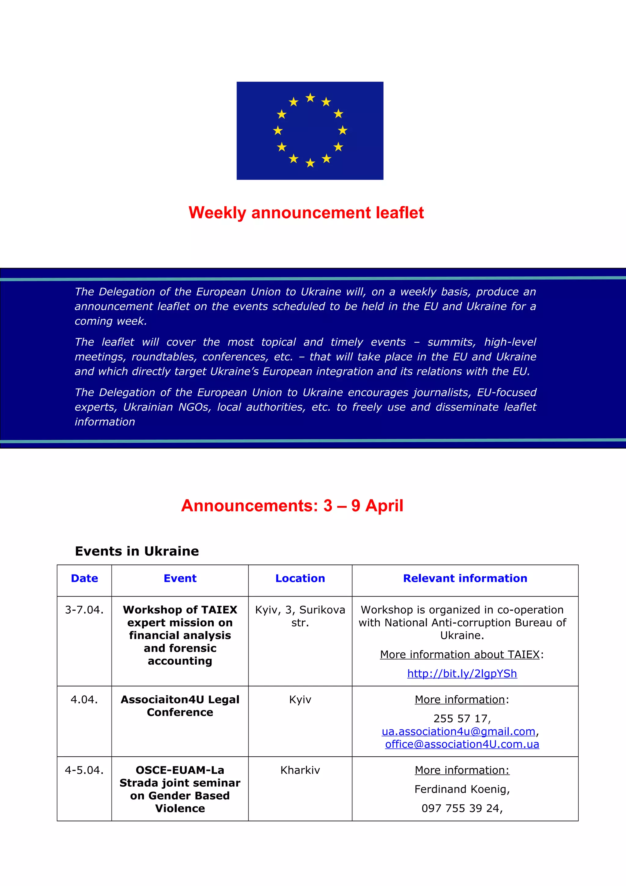 Weekly announcement leaflet | DOC