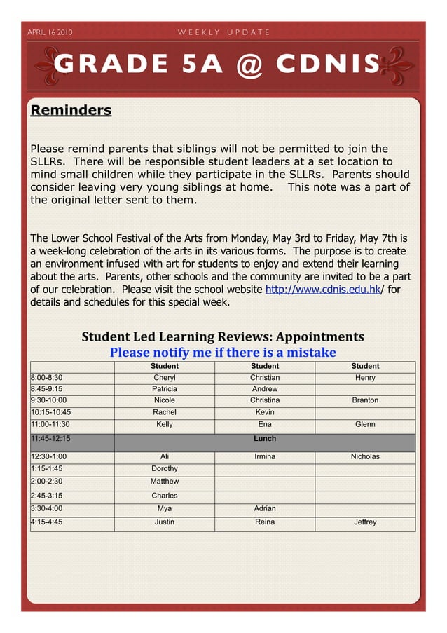 Weekly communication pdf | PDF