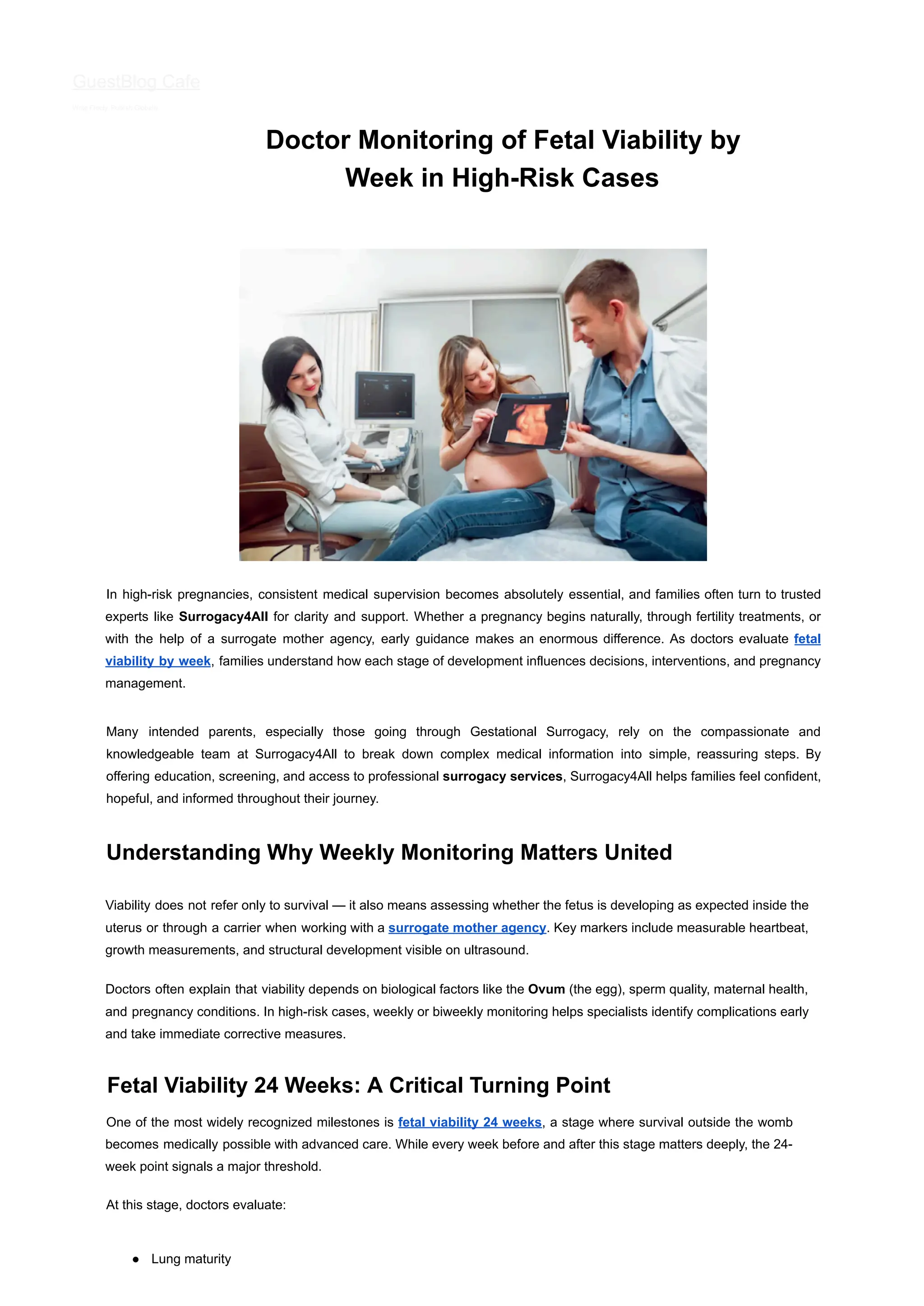 Doctor Monitoring of Fetal Viability by Week in High-Risk Cases | PDF