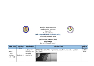 Weekly Home learning Plan( 2nd QuarterEnglish).docx