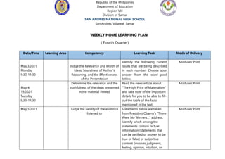 Weekly Home learning Plan( 2nd QuarterEnglish).docx