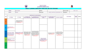 Weekly Learning Competency Directory and Test Item Bank | PDF