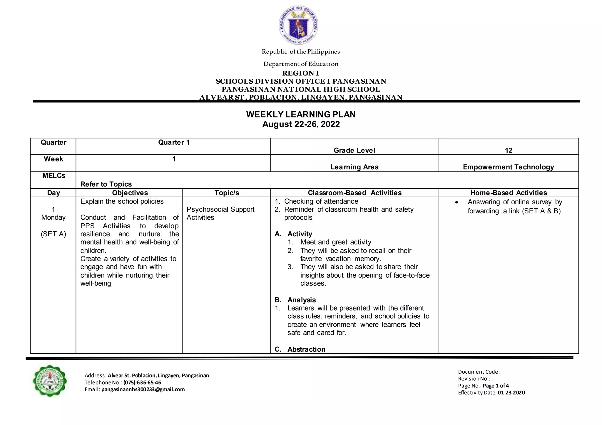 Weekly Learning Plan - Week 1- Emp.Tech..docx
