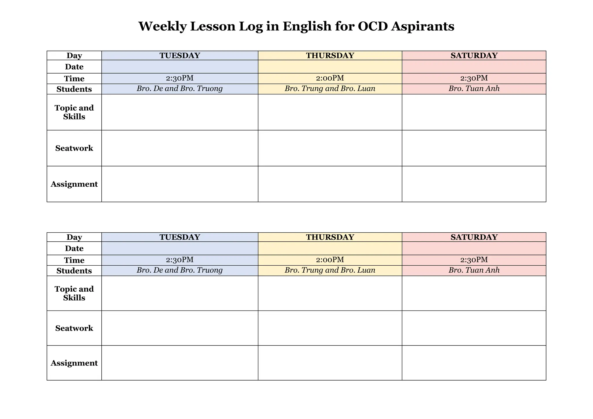 Weekly Lesson Log in English.docx