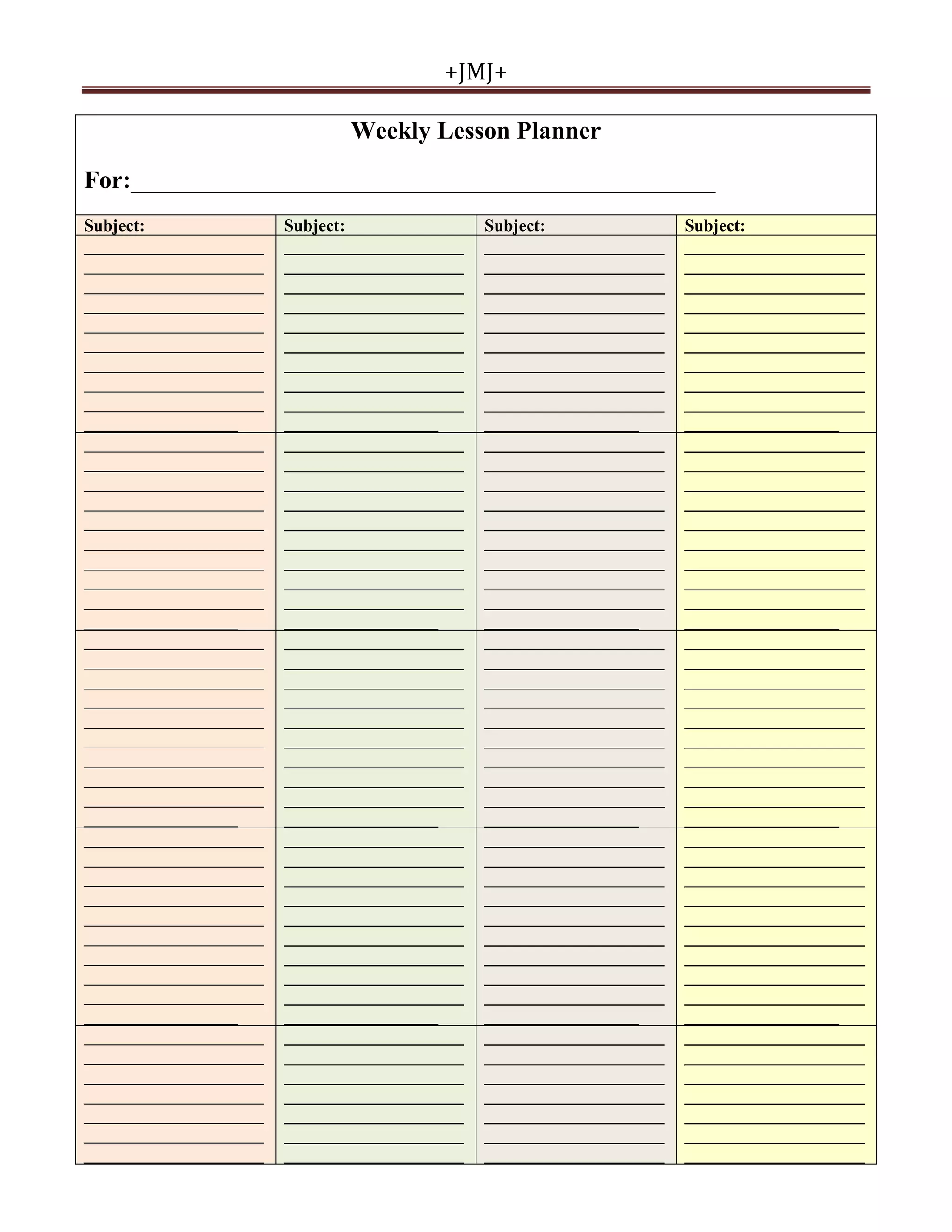 Weekly Lesson Planner 2 | DOCX