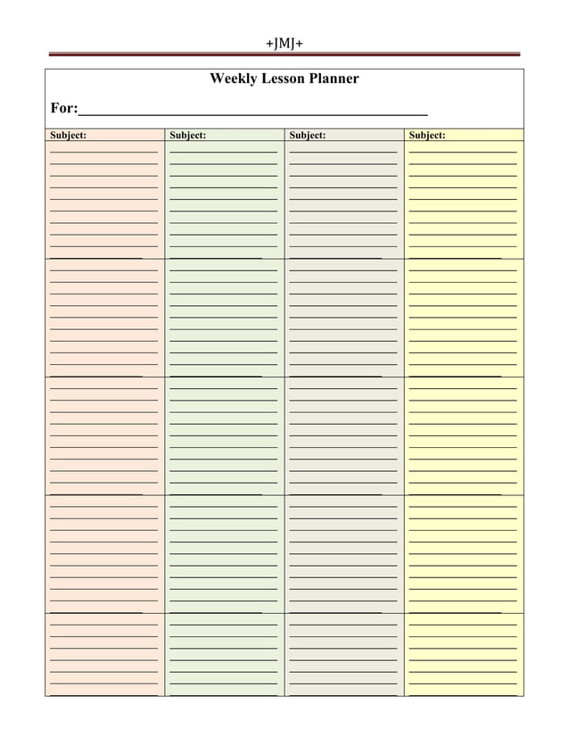 Weekly Lesson Planner 2 | DOCX