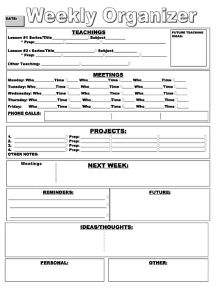 Weekly organizer | PDF