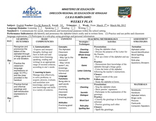 Weekly plan 2nd week march 5 9 | PPT