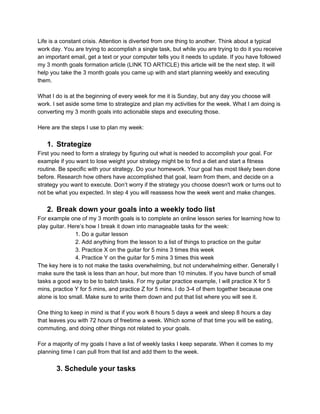 Weekly planning | PDF
