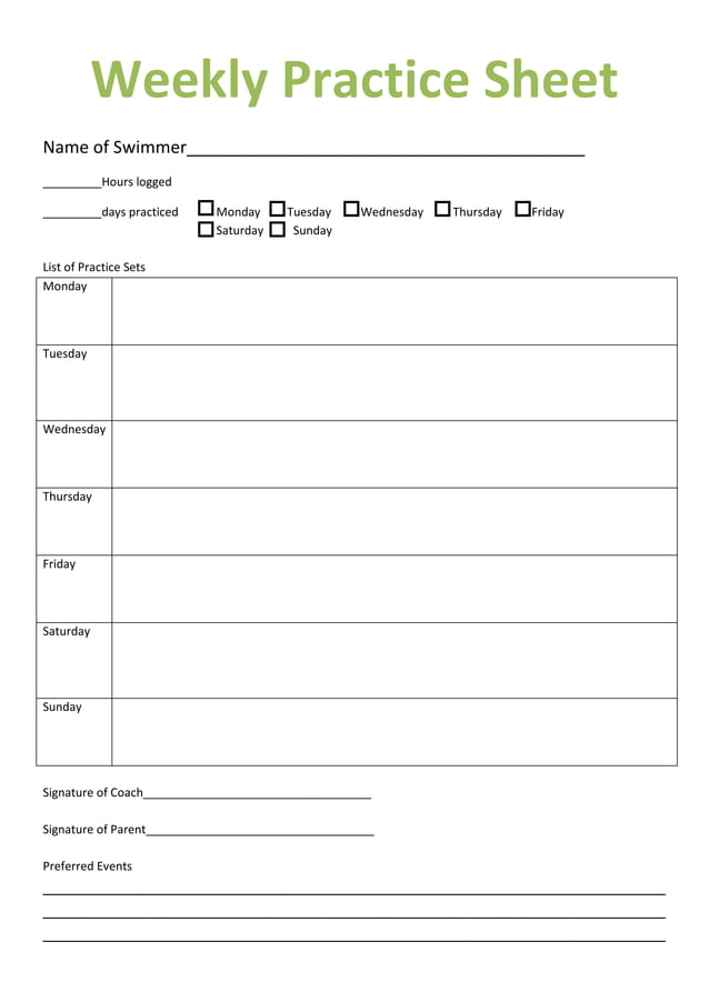 Weekly practice sheet | DOCX