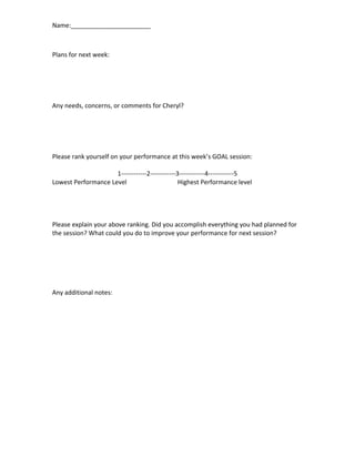 Weekly program team evaluation | DOC