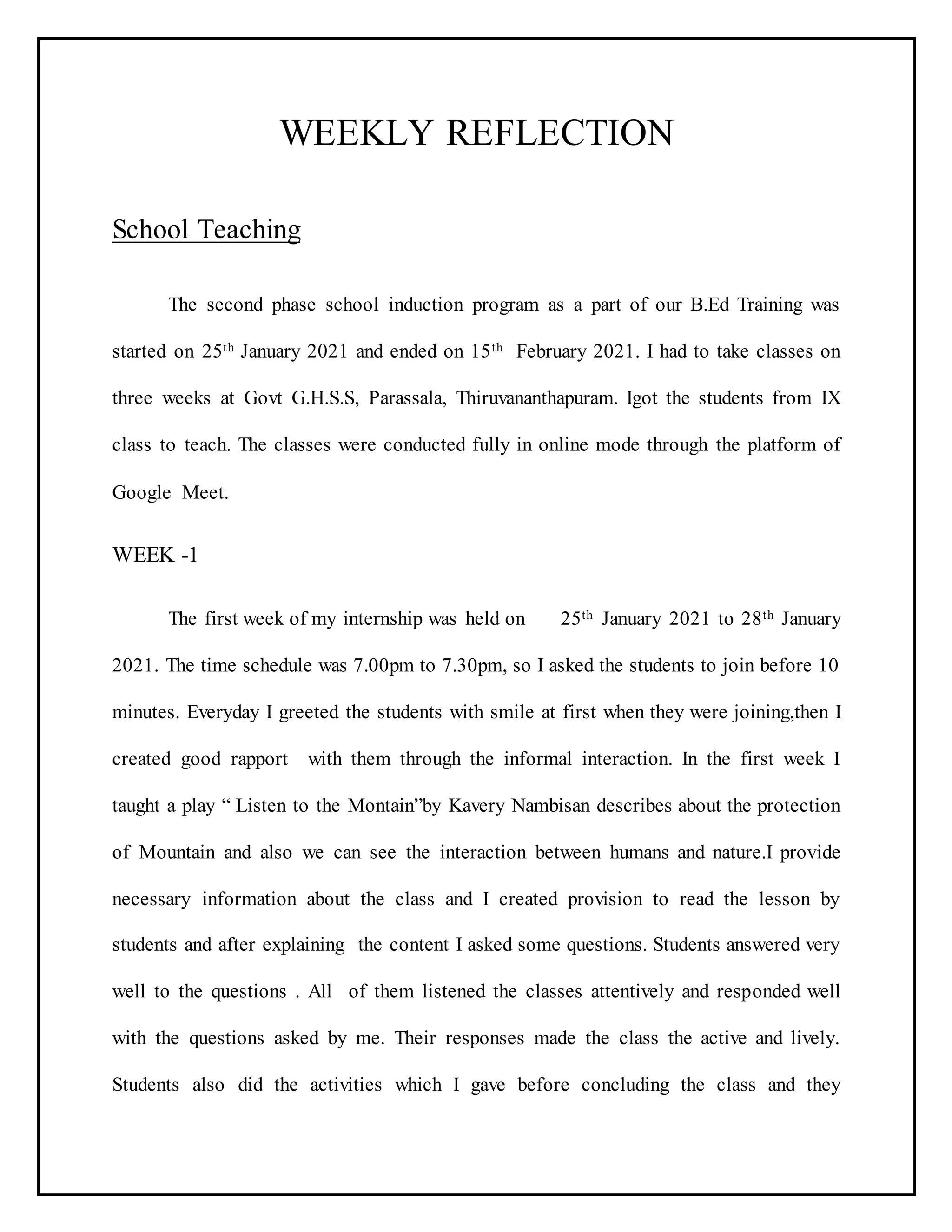 Weekly reflection | DOCX