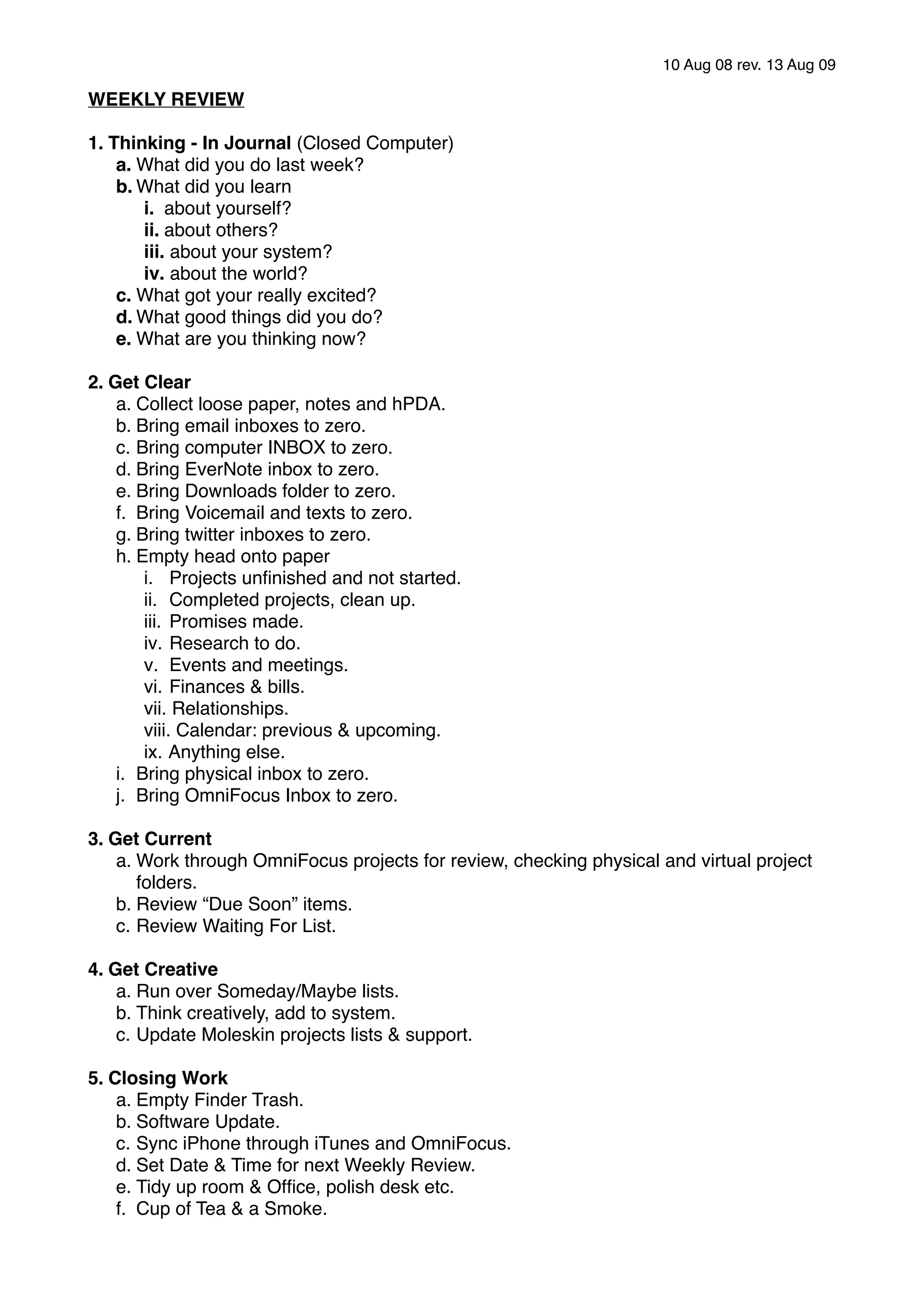 Weekly Review Checklist | PDF