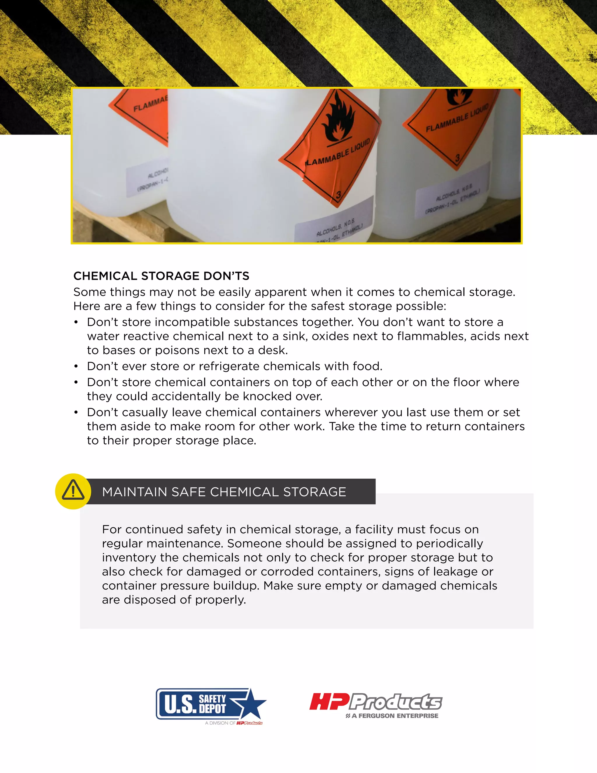 Weekly Safety Talk: Chemical Storage | PDF