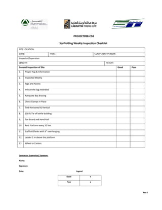 Weekly scaffolding checklist | PDF