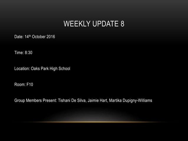 Weekly update 8 | PPT