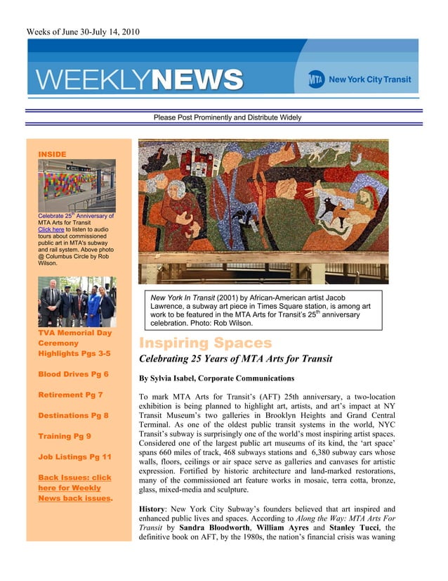 Inspiring Spaces, Celebrating 25 Years of MTA Arts for Transit | PDF ...