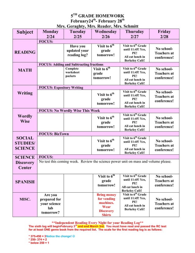 Week of february 24th | DOCX