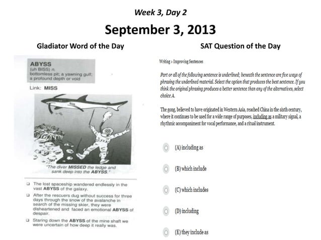Week of September 2-6 | PPT