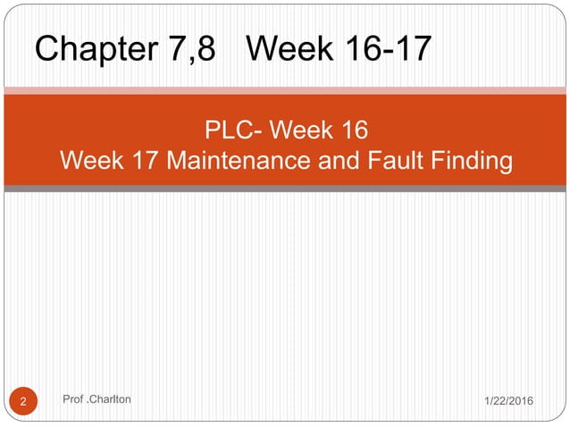 Weeks 16 17 pe 3231 maintenance and fault finding | PPT