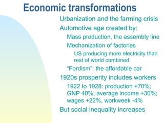 Week six, roaring 20s and great depression | PPT | Economy | Business ...