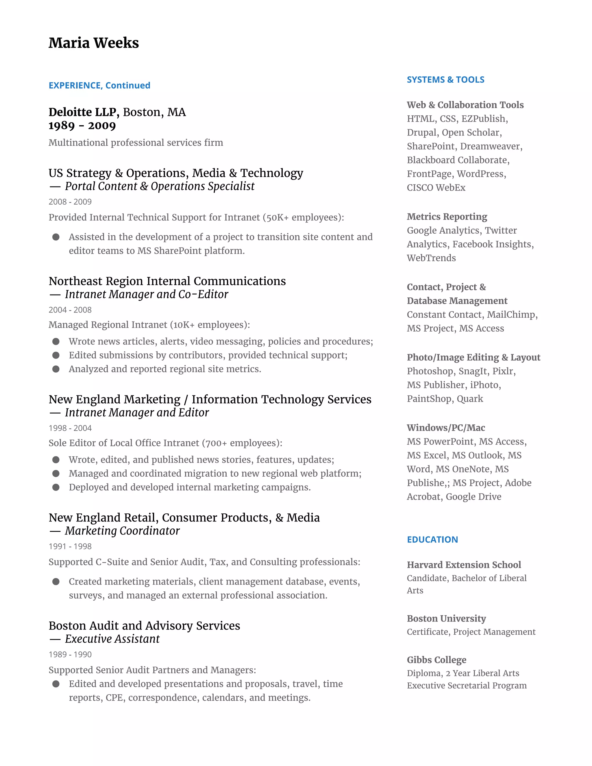 Weeks maria resume82016 | PDF