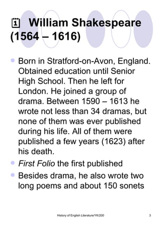 Week Vi (Elizabethan Period Continues) | PPT