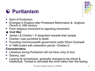 Week Vii (Puritan Period) | PPT