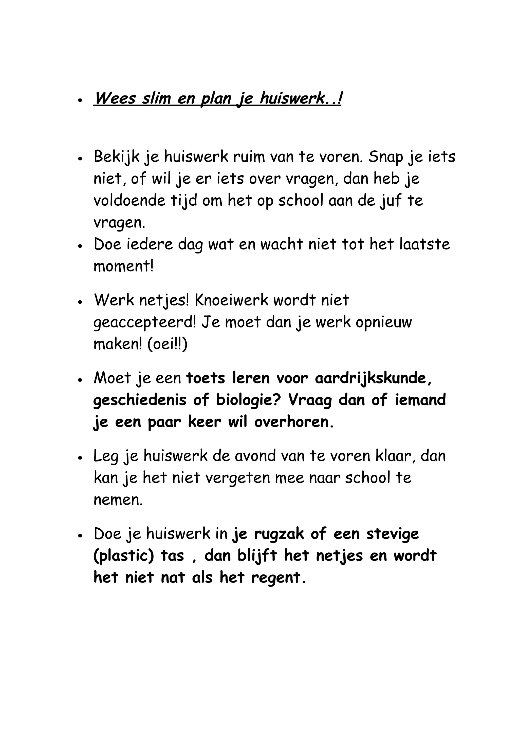 Wees slim en plan je huiswerk | DOC