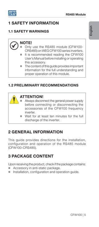 Weg cfw100-rs485-modulo-de-comunicacao-10001433110-guia-de-instalacao ...