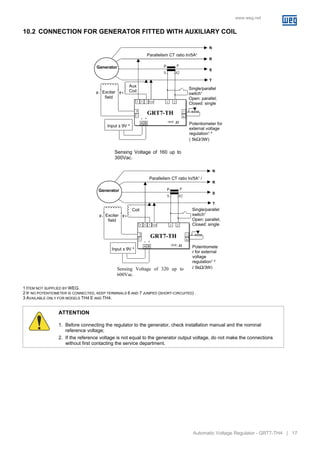 Weg regulador-automatico-de-tension-grt7-th4-10040217-manual-espanol | PDF